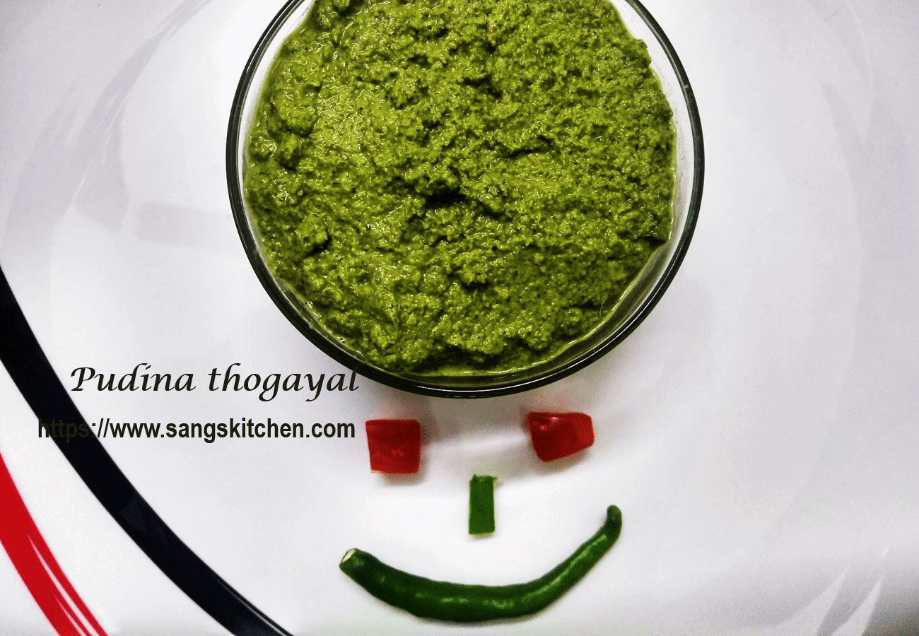 Pudina thogayal | Pudhina thuvaiyal | Mint thuvayal recipe | sangskitchen